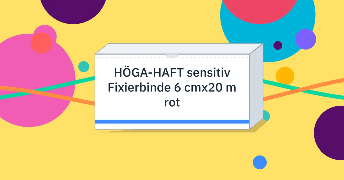 Symbolbild: Packung mit der Aufschrift HÖGA-HAFT sensitiv Fixierbinde 6 cmx20 m rot (PZN 20113203) – Verfügbarkeit und Bezug in Apotheken in Frankfurt am Main