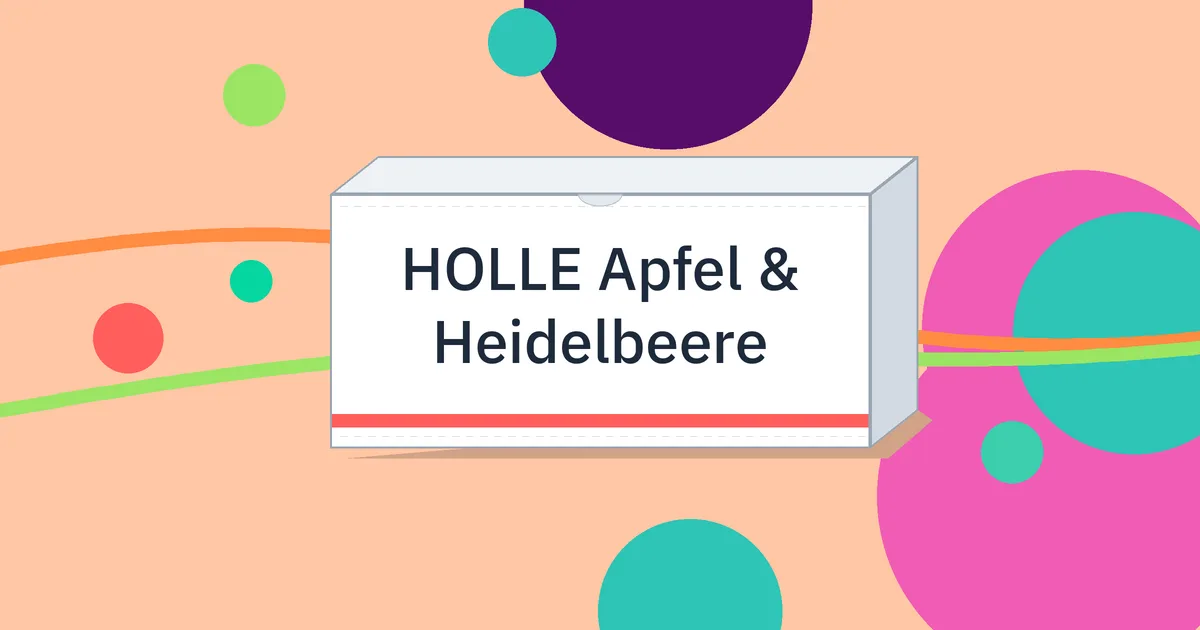 Symbolbild: Packung mit der Aufschrift HOLLE Apfel & Heidelbeere (PZN 02567946) – Verfügbarkeit und Bezug in Apotheken in Frankfurt am Main