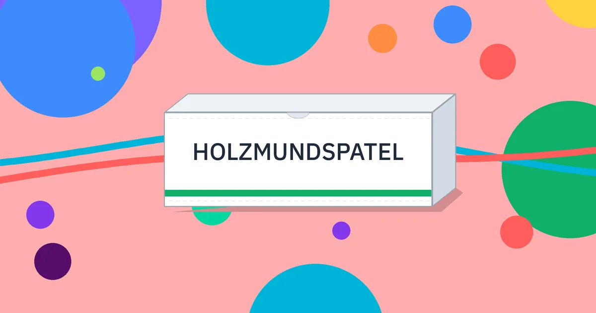 Symbolbild: Packung mit der Aufschrift HOLZMUNDSPATEL (PZN 09314639) – Verfügbarkeit und Bezug in Apotheken in Frankfurt am Main