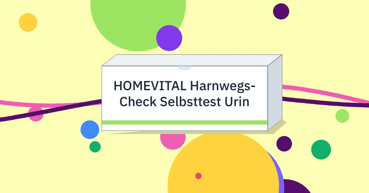 Symbolbild: Packung mit der Aufschrift HOMEVITAL Harnwegs-Check Selbsttest Urin (PZN 19298775) – Verfügbarkeit und Bezug in Apotheken in Frankfurt am Main
