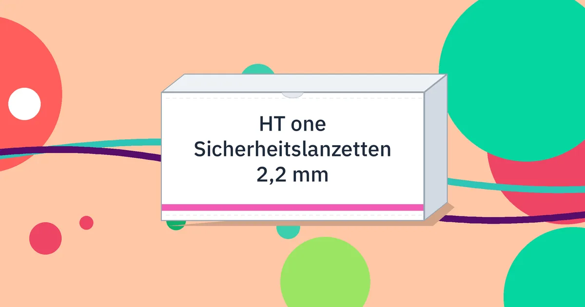 Symbolbild: Packung mit der Aufschrift HT one Sicherheitslanzetten 2,2 mm (PZN 10949001) – Verfügbarkeit und Bezug in Apotheken in Frankfurt am Main