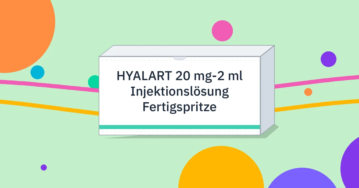 Symbolbild: Packung mit der Aufschrift HYALART 20 mg-2 ml Injektionslösung Fertigspritze (PZN 16811640) – Verfügbarkeit und Bezug in Apotheken in Frankfurt am Main