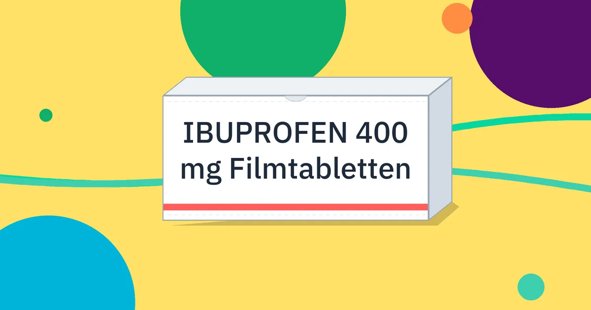 Symbolbild: Packung mit der Aufschrift IBUPROFEN 400 mg Filmtabletten (PZN 16397301) – Verfügbarkeit und Bezug in Apotheken in Frankfurt am Main