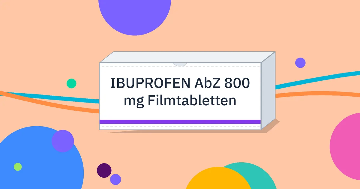 Symbolbild: Packung mit der Aufschrift IBUPROFEN AbZ 800 mg Filmtabletten (PZN 01016138) – Verfügbarkeit und Bezug in Apotheken in Frankfurt am Main
