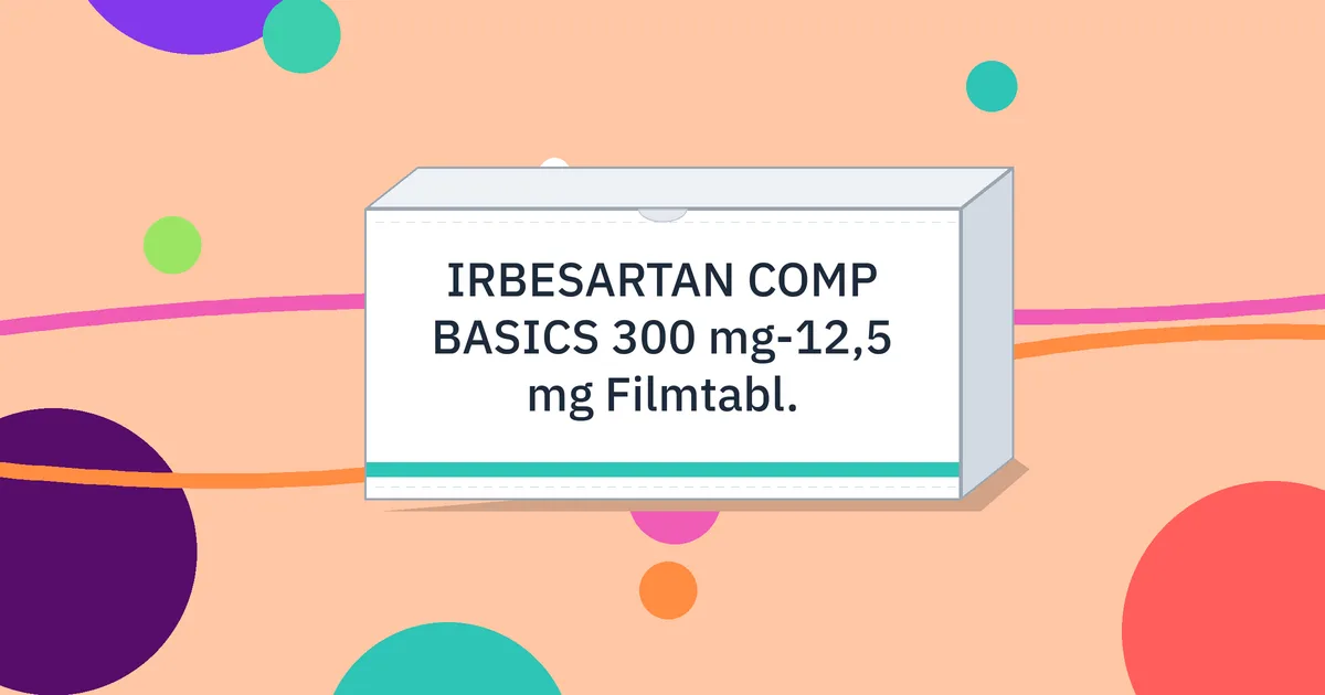 Symbolbild: Packung mit der Aufschrift IRBESARTAN COMP BASICS 300 mg-12,5 mg Filmtabl. (PZN 02460088) – Verfügbarkeit und Bezug in Apotheken in Frankfurt am Main