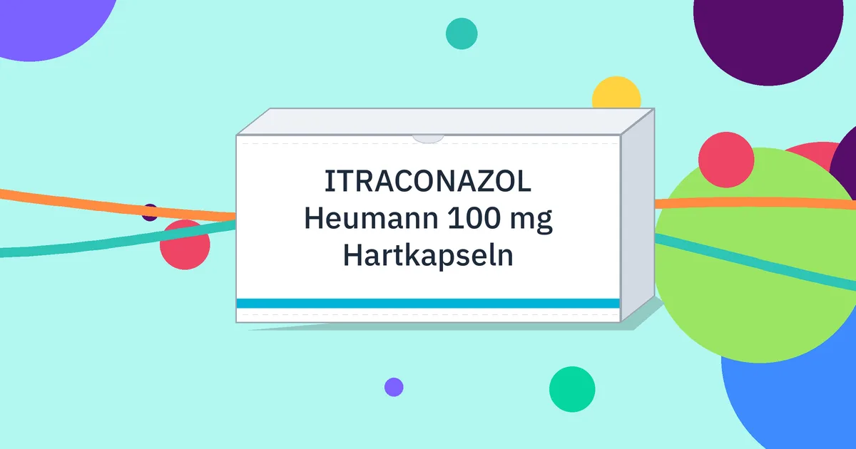 Symbolbild: Packung mit der Aufschrift ITRACONAZOL Heumann 100 mg Hartkapseln (PZN 05538454) – Verfügbarkeit und Bezug in Apotheken in Frankfurt am Main