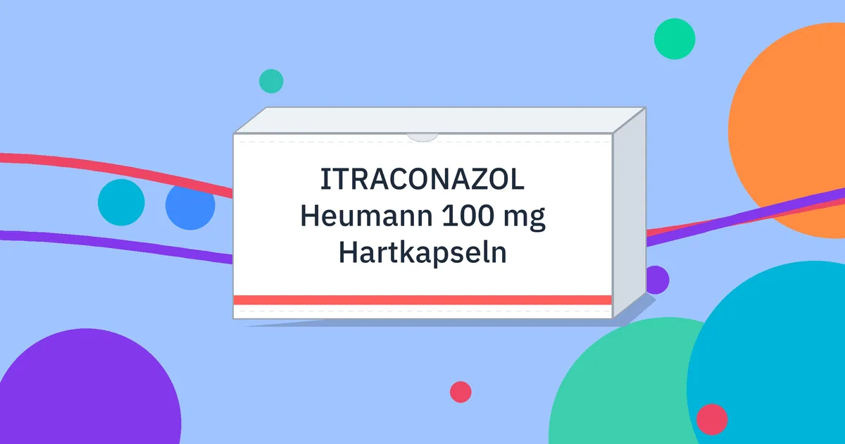 Symbolbild: Packung mit der Aufschrift ITRACONAZOL Heumann 100 mg Hartkapseln (PZN 00235648) – Verfügbarkeit und Bezug in Apotheken in Frankfurt am Main
