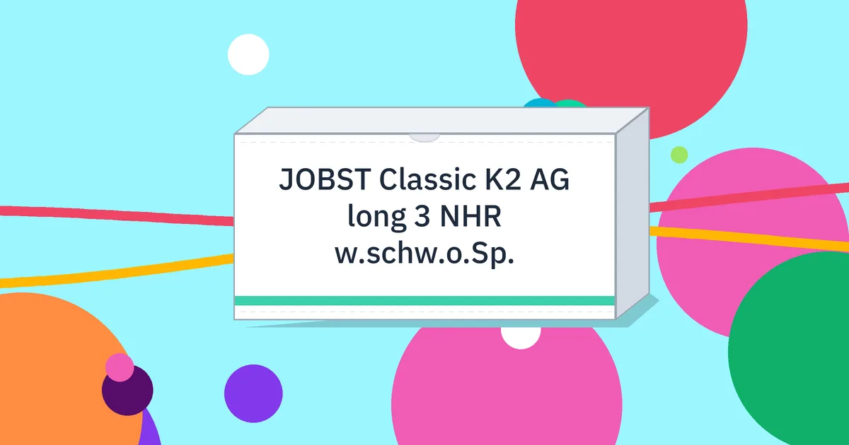 Symbolbild: Packung mit der Aufschrift JOBST Classic K2 AG long 3 NHR w.schw.o.Sp. (PZN 10726910) – Verfügbarkeit und Bezug in Apotheken in Frankfurt am Main