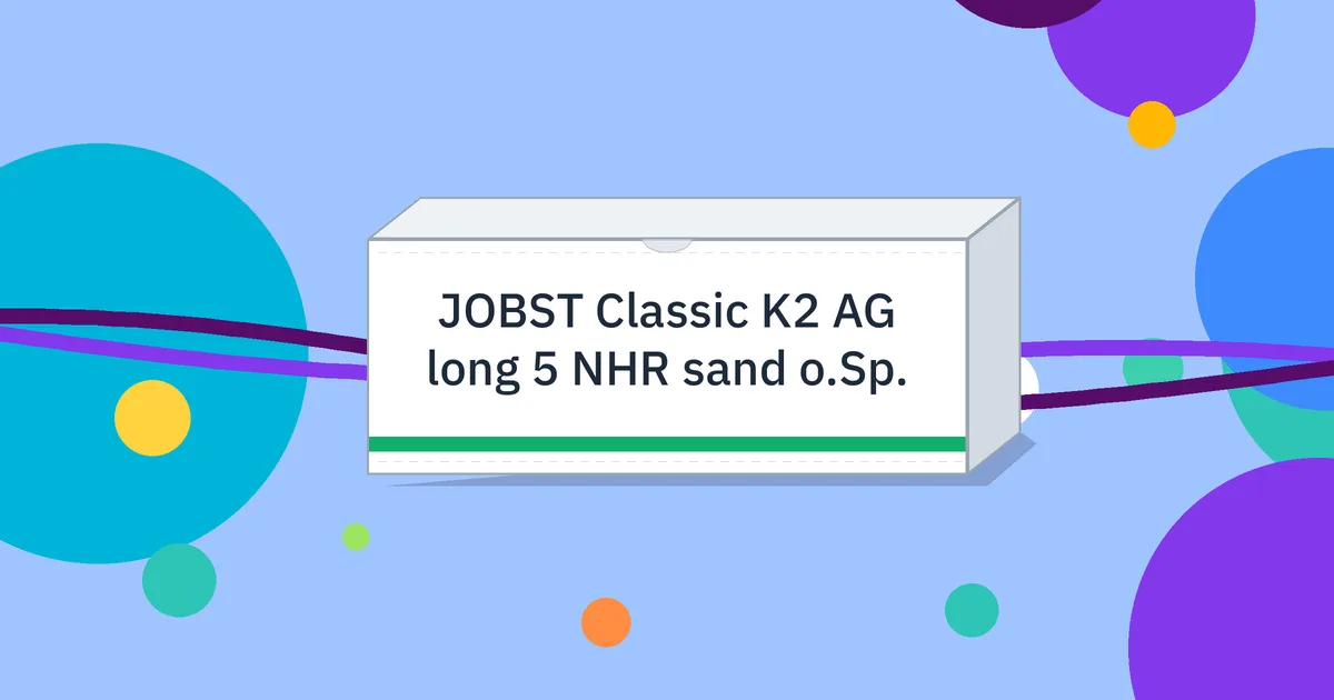 Symbolbild: Packung mit der Aufschrift JOBST Classic K2 AG long 5 NHR sand o.Sp. (PZN 10726689) – Verfügbarkeit und Bezug in Apotheken in Frankfurt am Main