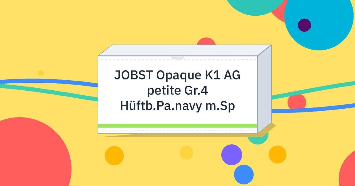 Symbolbild: Packung mit der Aufschrift JOBST Opaque K1 AG petite Gr.4 Hüftb.Pa.navy m.Sp (PZN 13098331) – Verfügbarkeit und Bezug in Apotheken in Frankfurt am Main