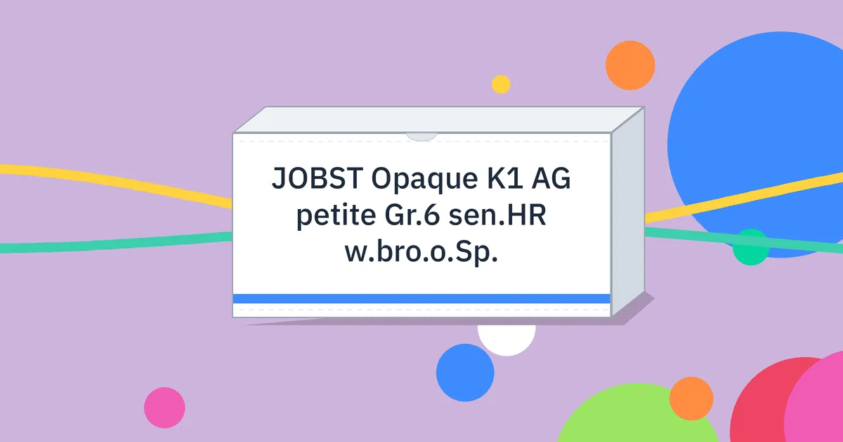 Symbolbild: Packung mit der Aufschrift JOBST Opaque K1 AG petite Gr.6 sen.HR w.bro.o.Sp. (PZN 13089183) – Verfügbarkeit und Bezug in Apotheken in Frankfurt am Main