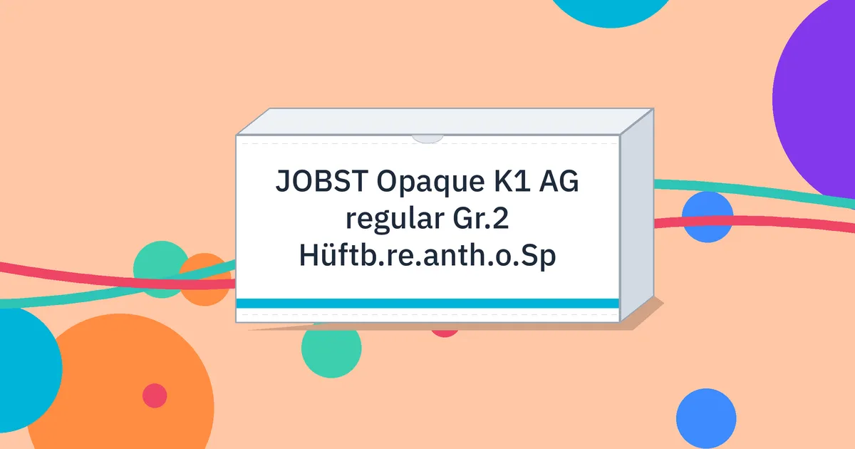 Symbolbild: Packung mit der Aufschrift JOBST Opaque K1 AG regular Gr.2 Hüftb.re.anth.o.Sp (PZN 16271770) – Verfügbarkeit und Bezug in Apotheken in Frankfurt am Main