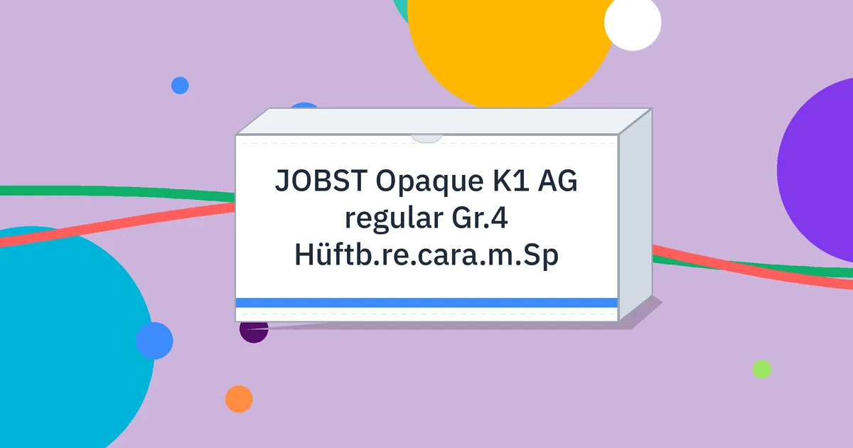 Symbolbild: Packung mit der Aufschrift JOBST Opaque K1 AG regular Gr.4 Hüftb.re.cara.m.Sp (PZN 13101151) – Verfügbarkeit und Bezug in Apotheken in Frankfurt am Main