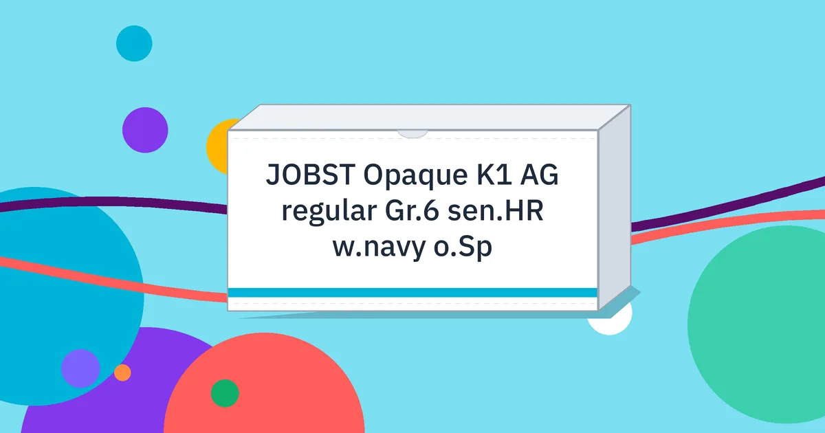 Symbolbild: Packung mit der Aufschrift JOBST Opaque K1 AG regular Gr.6 sen.HR w.navy o.Sp (PZN 13096409) – Verfügbarkeit und Bezug in Apotheken in Frankfurt am Main