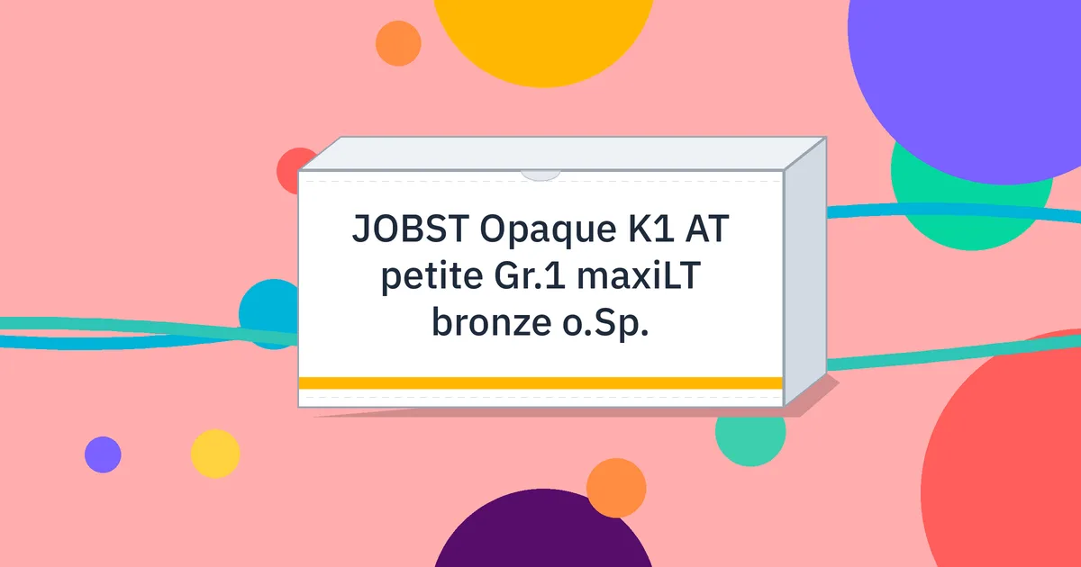 Symbolbild: Packung mit der Aufschrift JOBST Opaque K1 AT petite Gr.1 maxiLT bronze o.Sp. (PZN 13103055) – Verfügbarkeit und Bezug in Apotheken in Frankfurt am Main