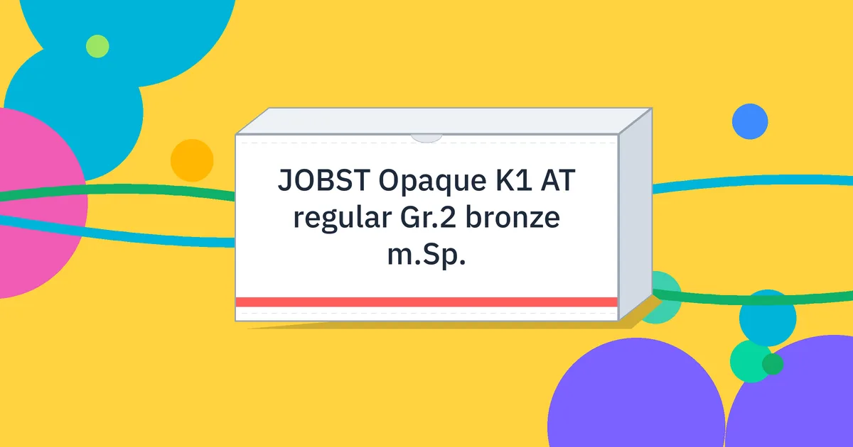 Symbolbild: Packung mit der Aufschrift JOBST Opaque K1 AT regular Gr.2 bronze m.Sp. (PZN 13106734) – Verfügbarkeit und Bezug in Apotheken in Frankfurt am Main