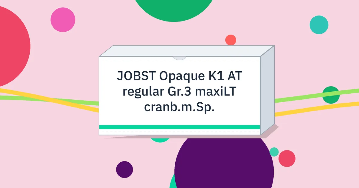 Symbolbild: Packung mit der Aufschrift JOBST Opaque K1 AT regular Gr.3 maxiLT cranb.m.Sp. (PZN 13106007) – Verfügbarkeit und Bezug in Apotheken in Frankfurt am Main