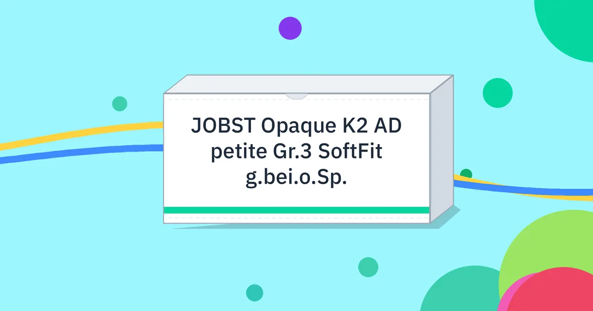 Symbolbild: Packung mit der Aufschrift JOBST Opaque K2 AD petite Gr.3 SoftFit g.bei.o.Sp. (PZN 16278720) – Verfügbarkeit und Bezug in Apotheken in Frankfurt am Main