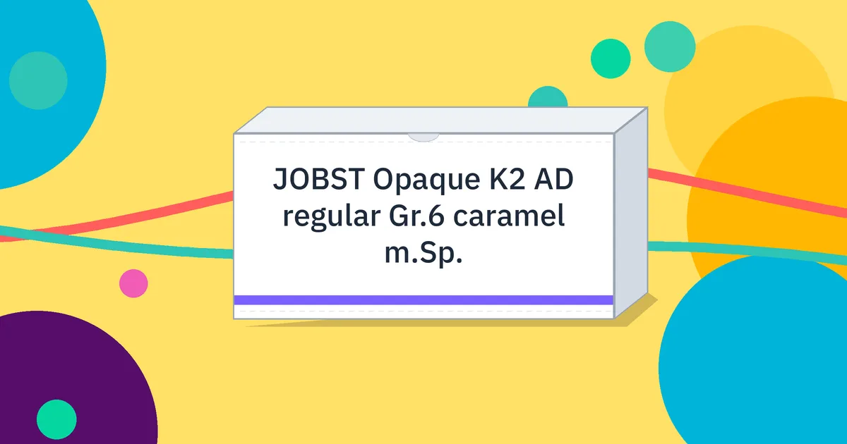 Symbolbild: Packung mit der Aufschrift JOBST Opaque K2 AD regular Gr.6 caramel m.Sp. (PZN 11251917) – Verfügbarkeit und Bezug in Apotheken in Frankfurt am Main