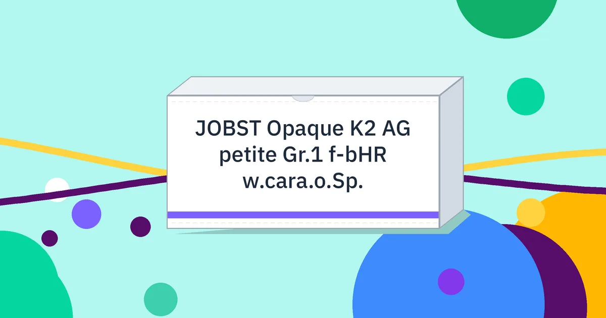 Symbolbild: Packung mit der Aufschrift JOBST Opaque K2 AG petite Gr.1 f-bHR w.cara.o.Sp. (PZN 11255269) – Verfügbarkeit und Bezug in Apotheken in Frankfurt am Main