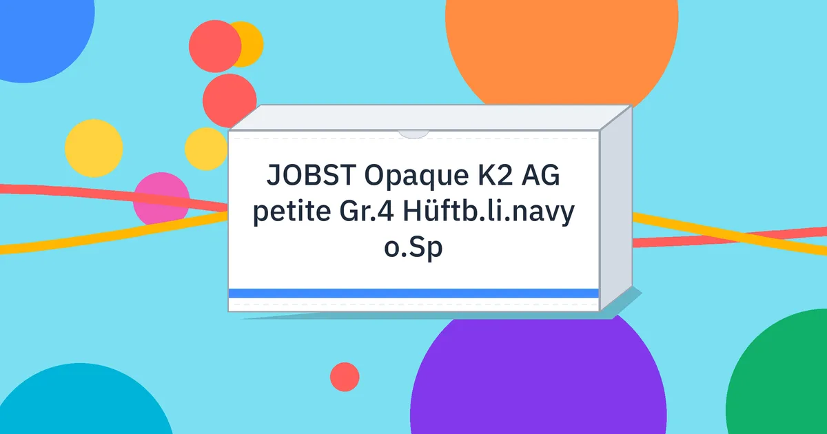 Symbolbild: Packung mit der Aufschrift JOBST Opaque K2 AG petite Gr.4 Hüftb.li.navy o.Sp (PZN 13113987) – Verfügbarkeit und Bezug in Apotheken in Frankfurt am Main