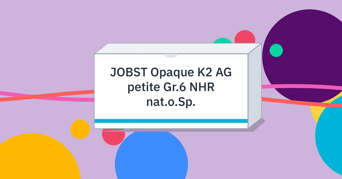 Symbolbild: Packung mit der Aufschrift JOBST Opaque K2 AG petite Gr.6 NHR nat.o.Sp. (PZN 11255068) – Verfügbarkeit und Bezug in Apotheken in Frankfurt am Main