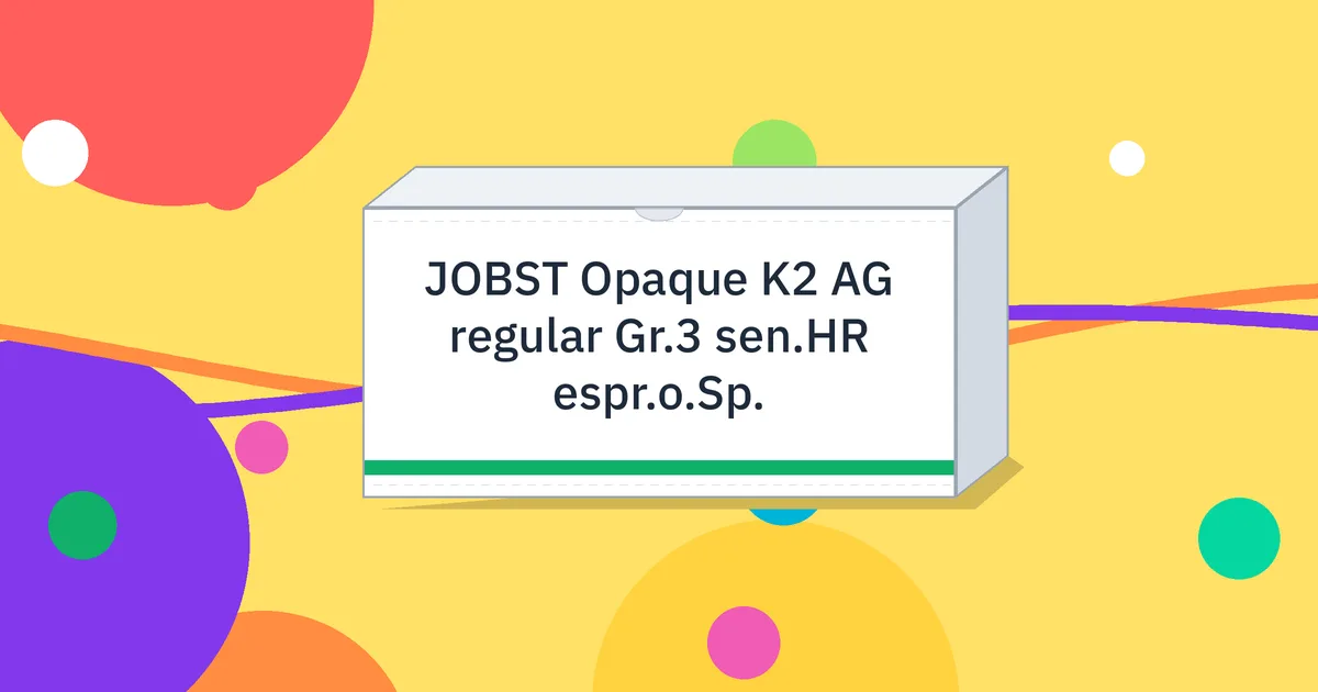 Symbolbild: Packung mit der Aufschrift JOBST Opaque K2 AG regular Gr.3 sen.HR espr.o.Sp. (PZN 16282348) – Verfügbarkeit und Bezug in Apotheken in Frankfurt am Main