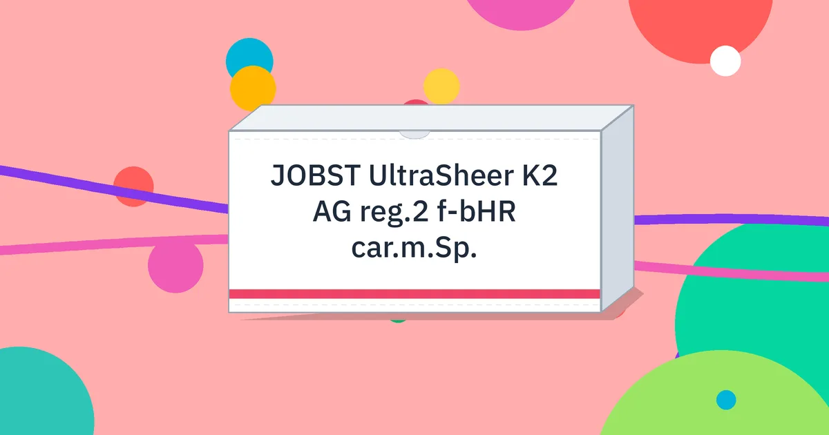 Symbolbild: Packung mit der Aufschrift JOBST UltraSheer K2 AG reg.2 f-bHR car.m.Sp. (PZN 10725052) – Verfügbarkeit und Bezug in Apotheken in Frankfurt am Main
