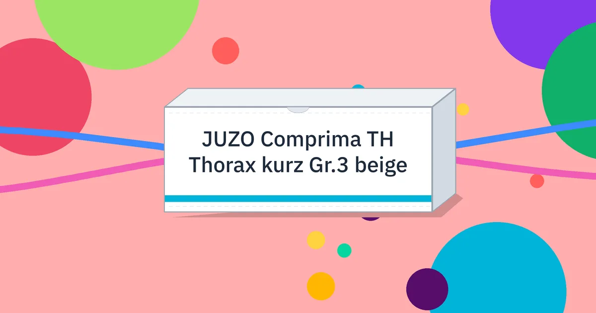 Symbolbild: Packung mit der Aufschrift JUZO Comprima TH Thorax kurz Gr.3 beige (PZN 20782200) – Verfügbarkeit und Bezug in Apotheken in Frankfurt am Main