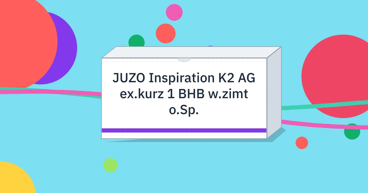 Symbolbild: Packung mit der Aufschrift JUZO Inspiration K2 AG ex.kurz 1 BHB w.zimt o.Sp. (PZN 14851807) – Verfügbarkeit und Bezug in Apotheken in Frankfurt am Main