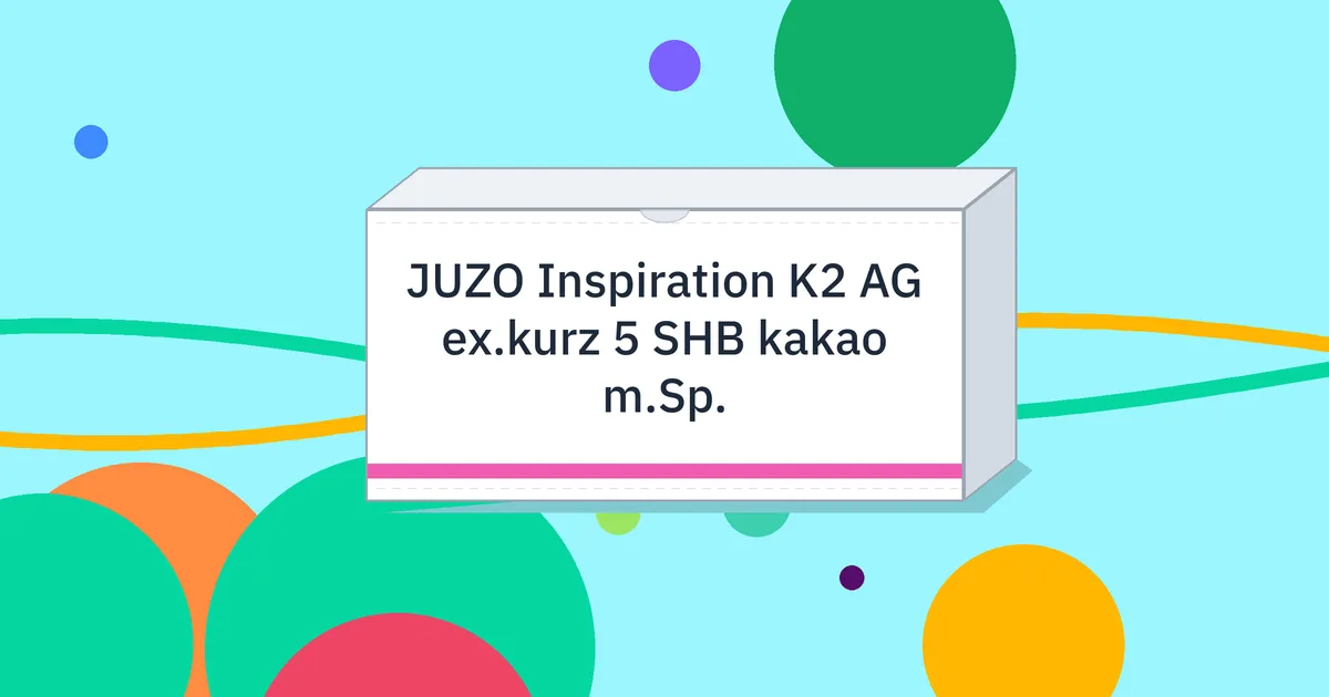 Symbolbild: Packung mit der Aufschrift JUZO Inspiration K2 AG ex.kurz 5 SHB kakao m.Sp. (PZN 14925291) – Verfügbarkeit und Bezug in Apotheken in Frankfurt am Main