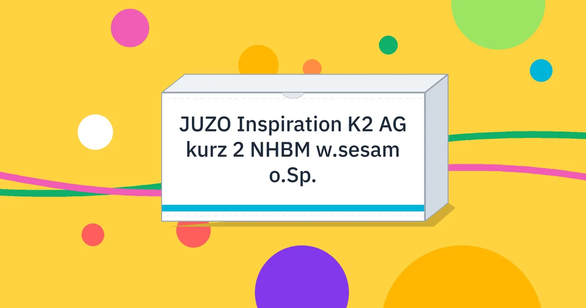 Symbolbild: Packung mit der Aufschrift JUZO Inspiration K2 AG kurz 2 NHBM w.sesam o.Sp. (PZN 14948033) – Verfügbarkeit und Bezug in Apotheken in Frankfurt am Main