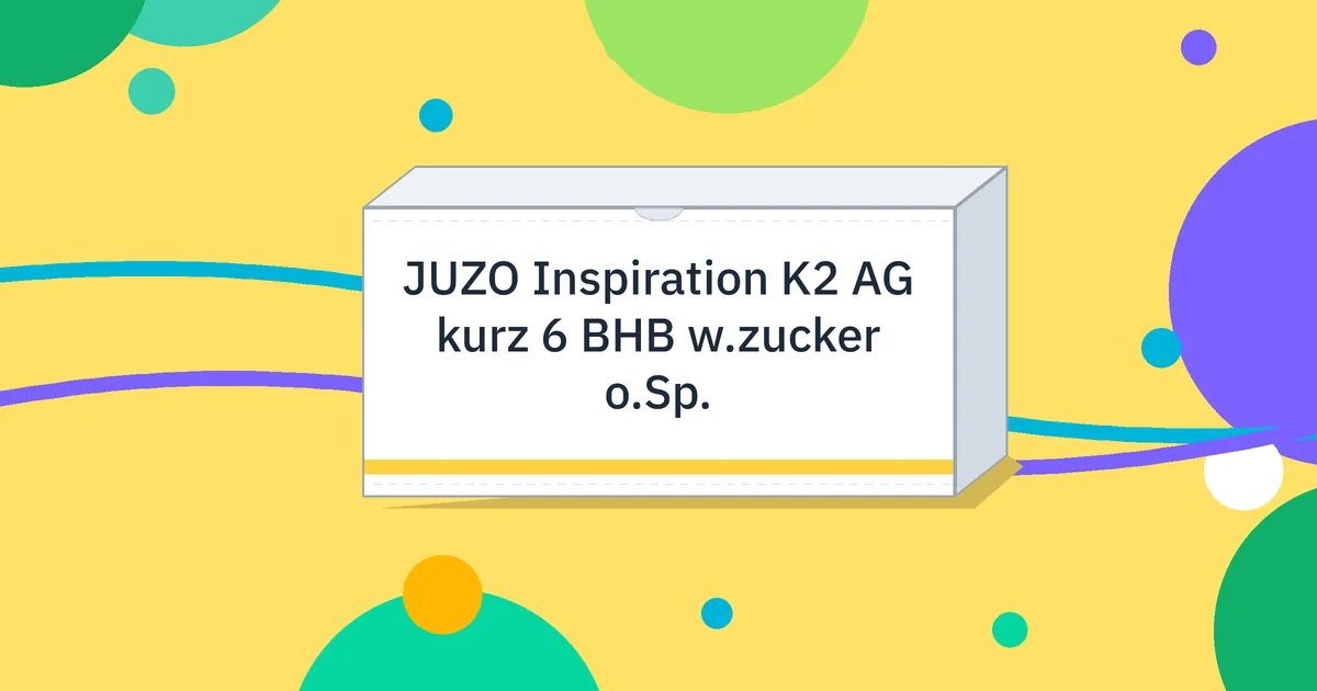 Symbolbild: Packung mit der Aufschrift JUZO Inspiration K2 AG kurz 6 BHB w.zucker o.Sp. (PZN 14850423) – Verfügbarkeit und Bezug in Apotheken in Frankfurt am Main