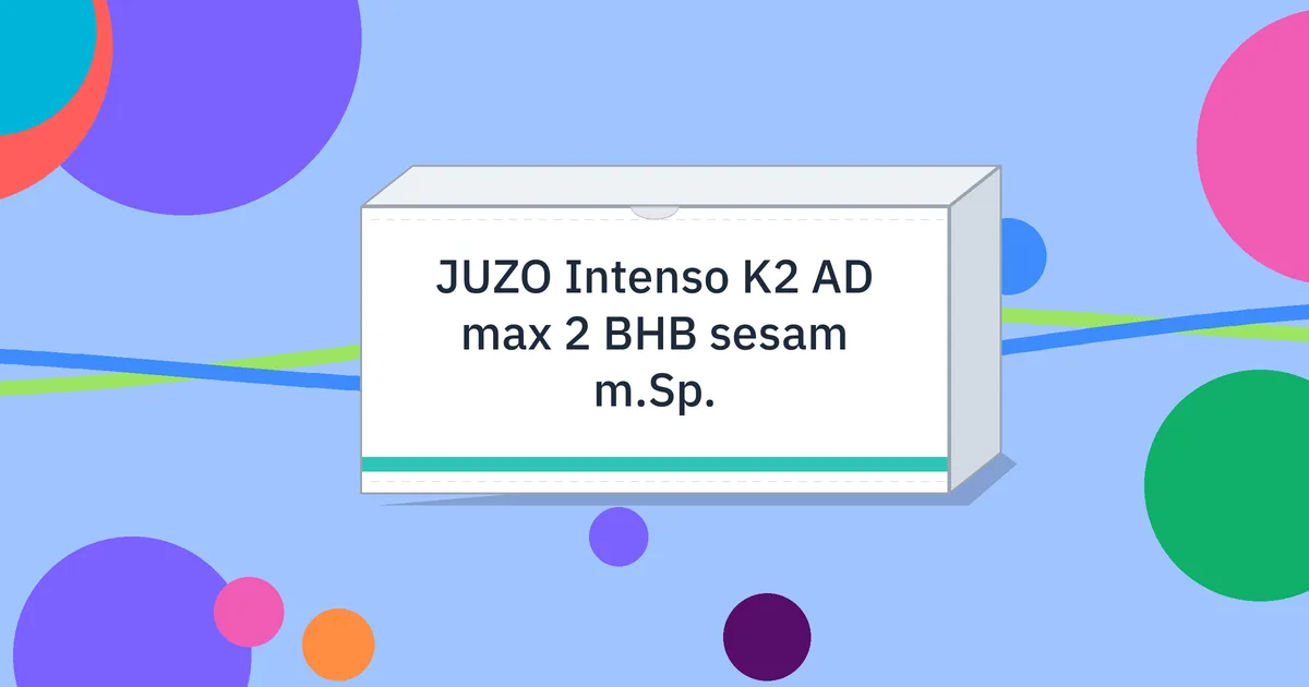 Symbolbild: Packung mit der Aufschrift JUZO Intenso K2 AD max 2 BHB sesam m.Sp. (PZN 18616256) – Verfügbarkeit und Bezug in Apotheken in Frankfurt am Main
