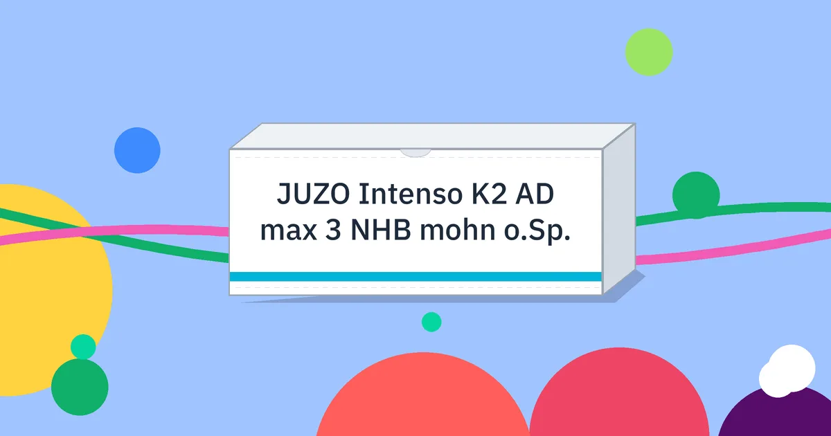 Symbolbild: Packung mit der Aufschrift JUZO Intenso K2 AD max 3 NHB mohn o.Sp. (PZN 18623463) – Verfügbarkeit und Bezug in Apotheken in Frankfurt am Main