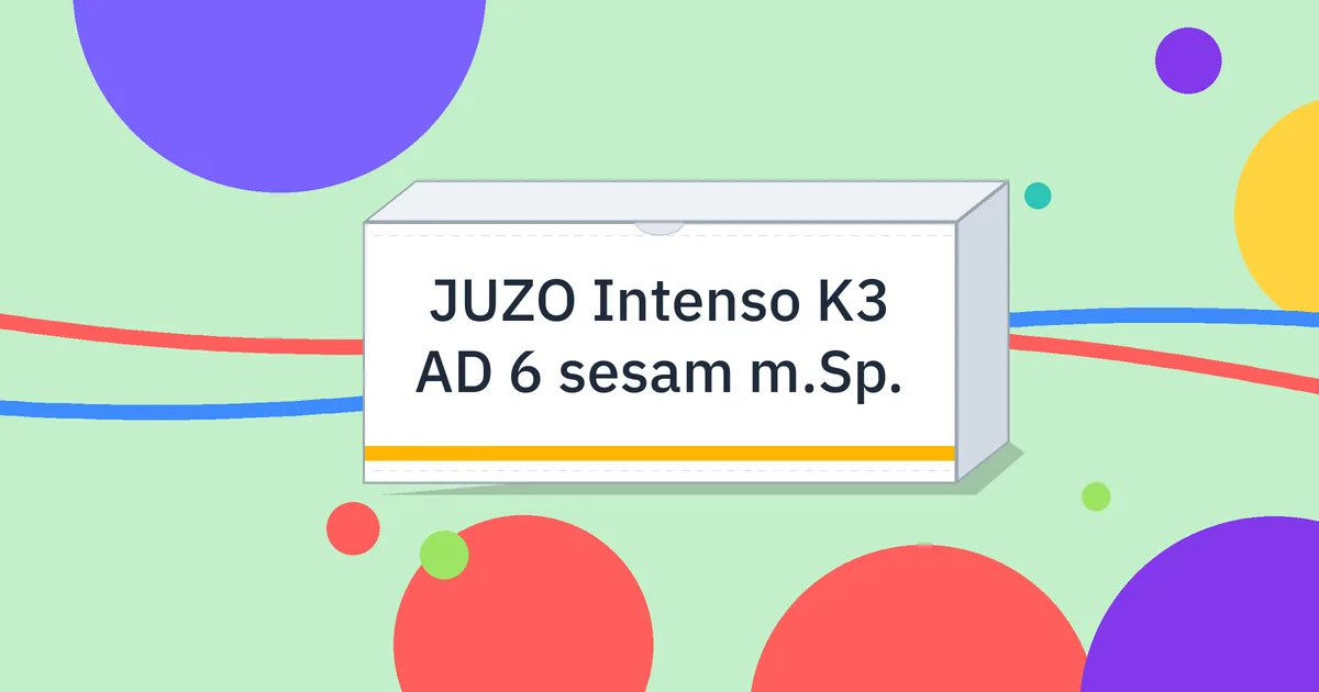 Symbolbild: Packung mit der Aufschrift JUZO Intenso K3 AD 6 sesam m.Sp. (PZN 18627403) – Verfügbarkeit und Bezug in Apotheken in Frankfurt am Main