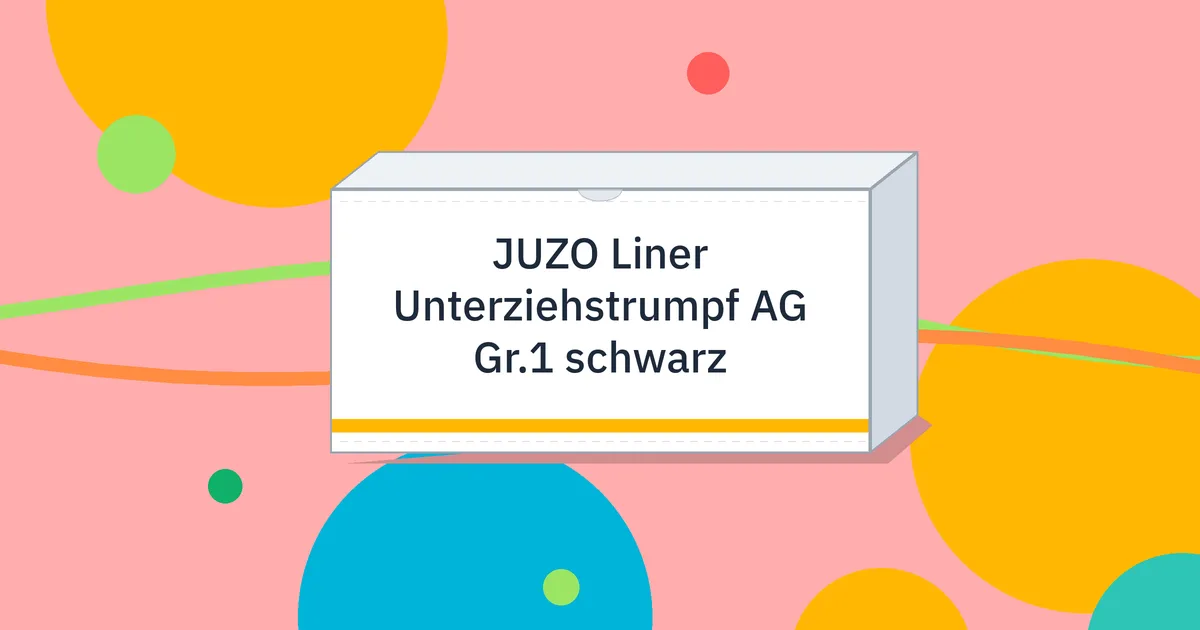 Symbolbild: Packung mit der Aufschrift JUZO Liner Unterziehstrumpf AG Gr.1 schwarz (PZN 13580312) – Verfügbarkeit und Bezug in Apotheken in Frankfurt am Main