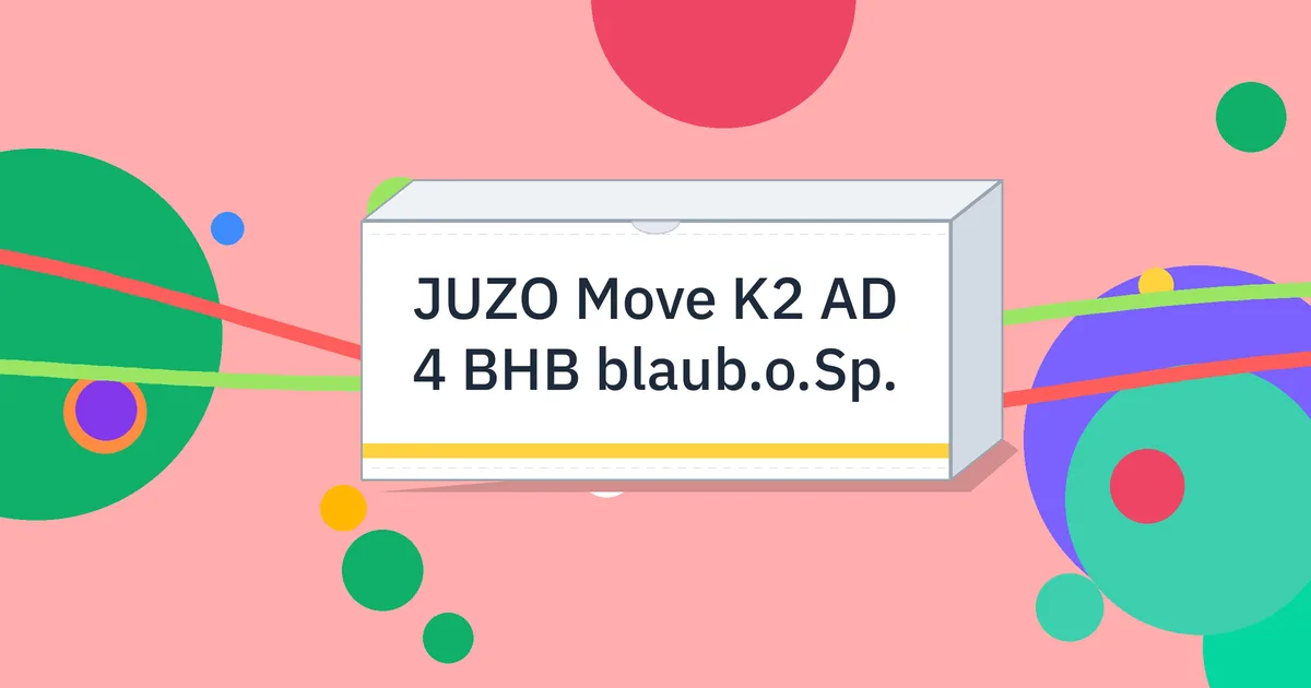 Symbolbild: Packung mit der Aufschrift JUZO Move K2 AD 4 BHB blaub.o.Sp. (PZN 18539923) – Verfügbarkeit und Bezug in Apotheken in Frankfurt am Main