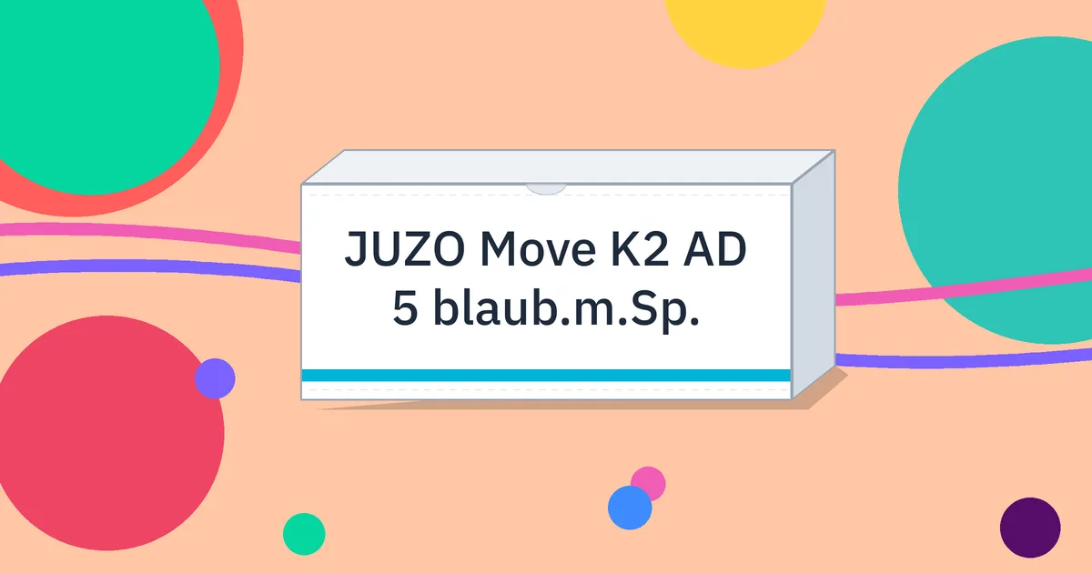 Symbolbild: Packung mit der Aufschrift JUZO Move K2 AD 5 blaub.m.Sp. (PZN 18538875) – Verfügbarkeit und Bezug in Apotheken in Frankfurt am Main