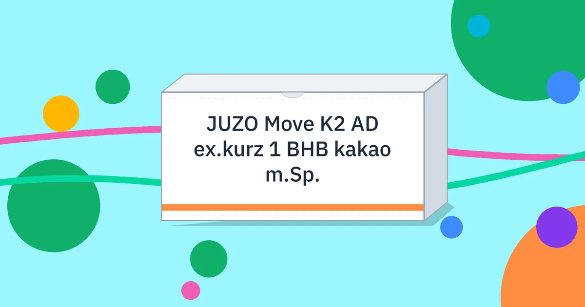 Symbolbild: Packung mit der Aufschrift JUZO Move K2 AD ex.kurz 1 BHB kakao m.Sp. (PZN 18542061) – Verfügbarkeit und Bezug in Apotheken in Frankfurt am Main