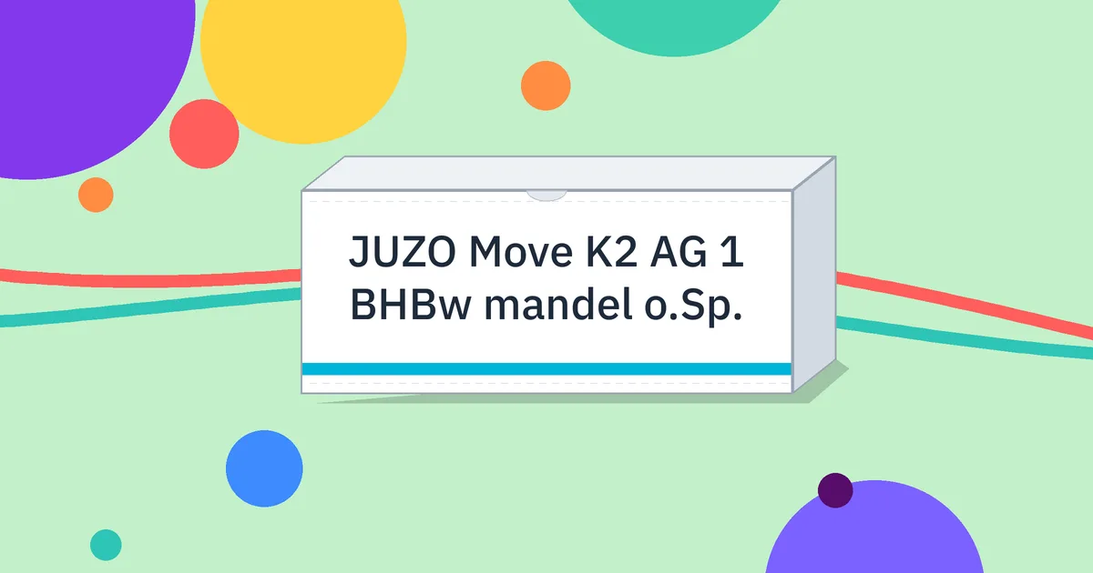 Symbolbild: Packung mit der Aufschrift JUZO Move K2 AG 1 BHBw mandel o.Sp. (PZN 16646046) – Verfügbarkeit und Bezug in Apotheken in Frankfurt am Main