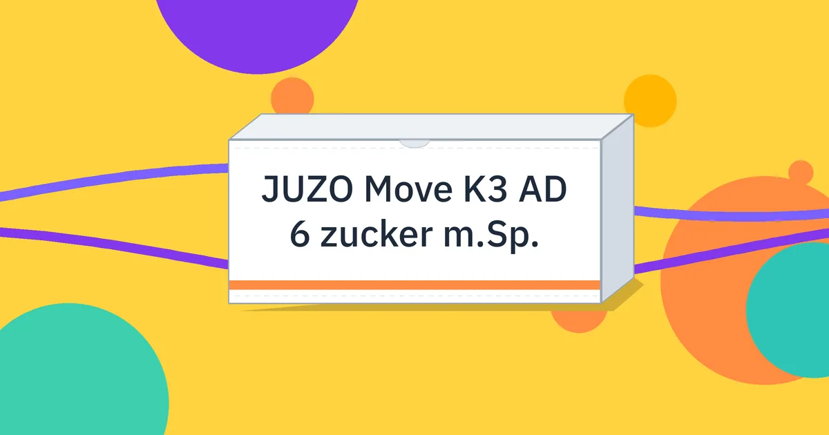 Symbolbild: Packung mit der Aufschrift JUZO Move K3 AD 6 zucker m.Sp. (PZN 18566570) – Verfügbarkeit und Bezug in Apotheken in Frankfurt am Main
