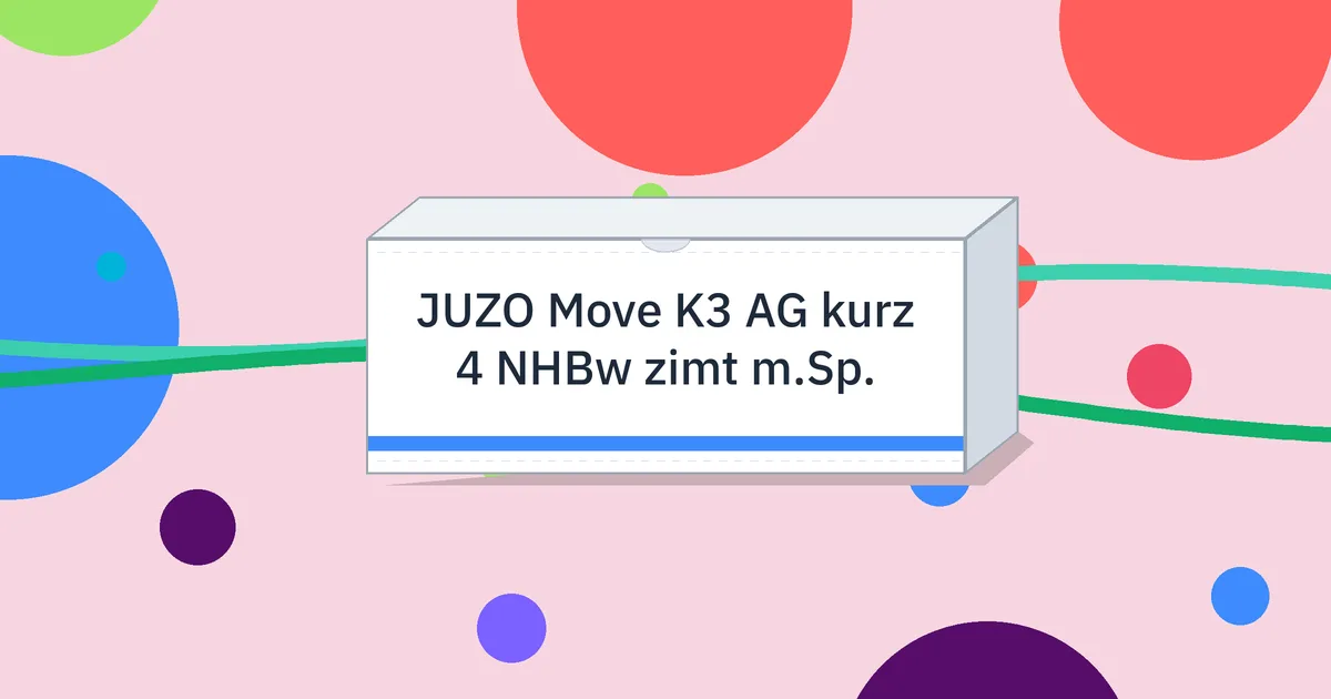 Symbolbild: Packung mit der Aufschrift JUZO Move K3 AG kurz 4 NHBw zimt m.Sp. (PZN 18578484) – Verfügbarkeit und Bezug in Apotheken in Frankfurt am Main