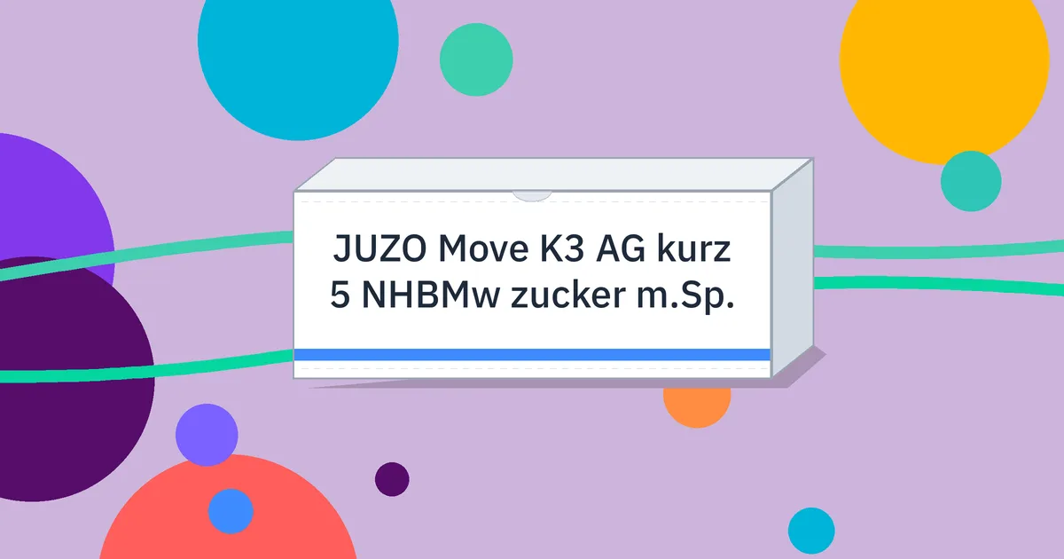 Symbolbild: Packung mit der Aufschrift JUZO Move K3 AG kurz 5 NHBMw zucker m.Sp. (PZN 18578863) – Verfügbarkeit und Bezug in Apotheken in Frankfurt am Main