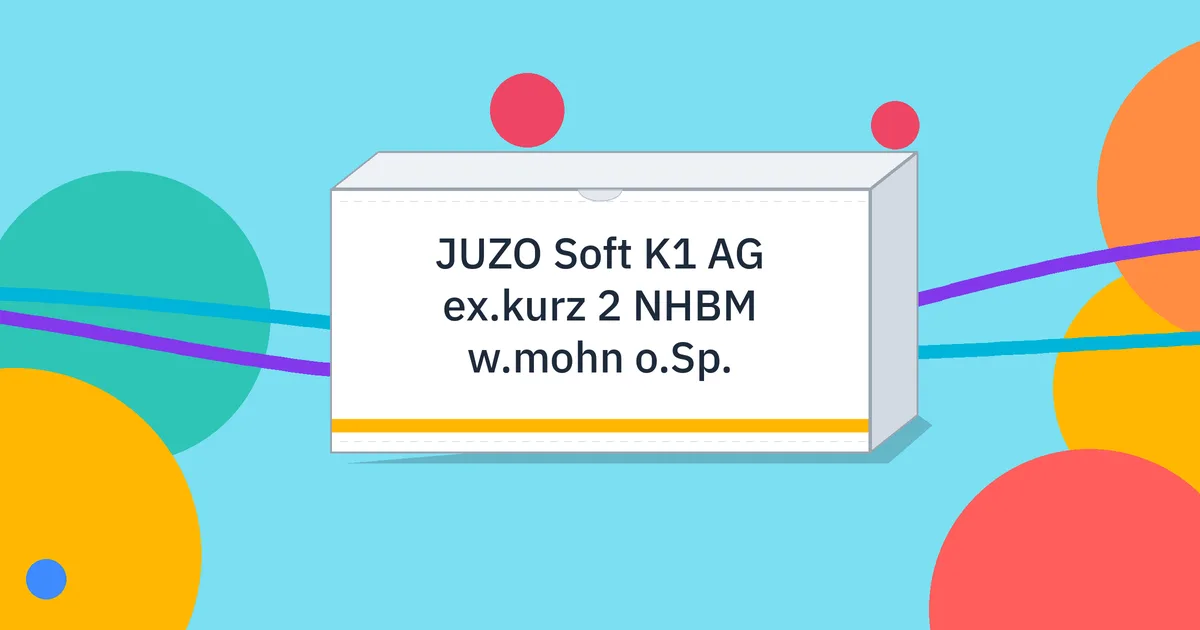 Symbolbild: Packung mit der Aufschrift JUZO Soft K1 AG ex.kurz 2 NHBM w.mohn o.Sp. (PZN 15000483) – Verfügbarkeit und Bezug in Apotheken in Frankfurt am Main