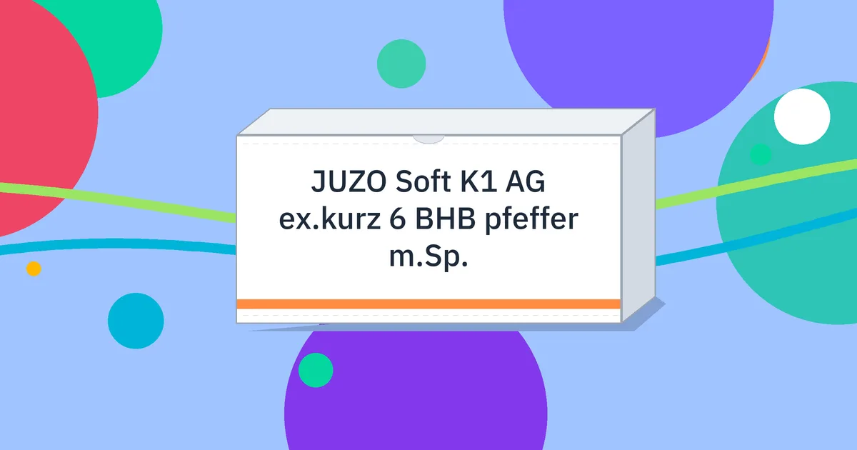 Symbolbild: Packung mit der Aufschrift JUZO Soft K1 AG ex.kurz 6 BHB pfeffer m.Sp. (PZN 14823372) – Verfügbarkeit und Bezug in Apotheken in Frankfurt am Main