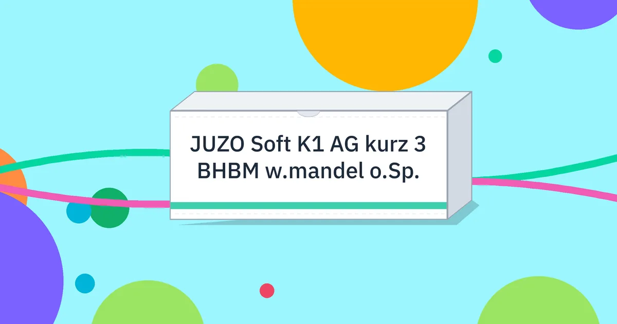 Symbolbild: Packung mit der Aufschrift JUZO Soft K1 AG kurz 3 BHBM w.mandel o.Sp. (PZN 14865703) – Verfügbarkeit und Bezug in Apotheken in Frankfurt am Main
