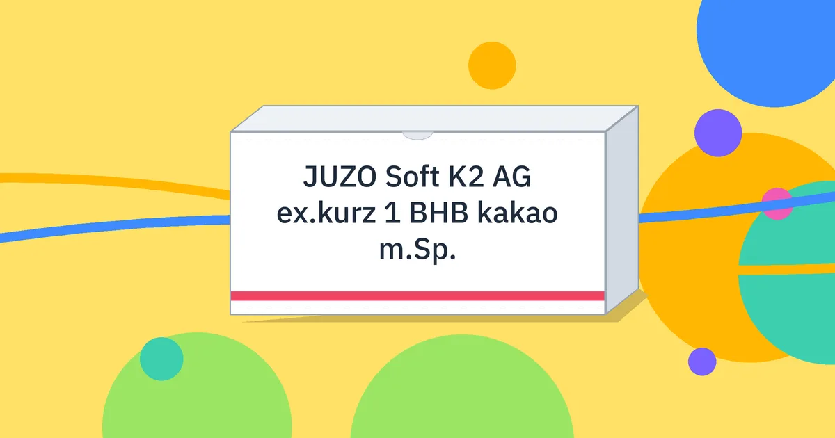 Symbolbild: Packung mit der Aufschrift JUZO Soft K2 AG ex.kurz 1 BHB kakao m.Sp. (PZN 14827795) – Verfügbarkeit und Bezug in Apotheken in Frankfurt am Main