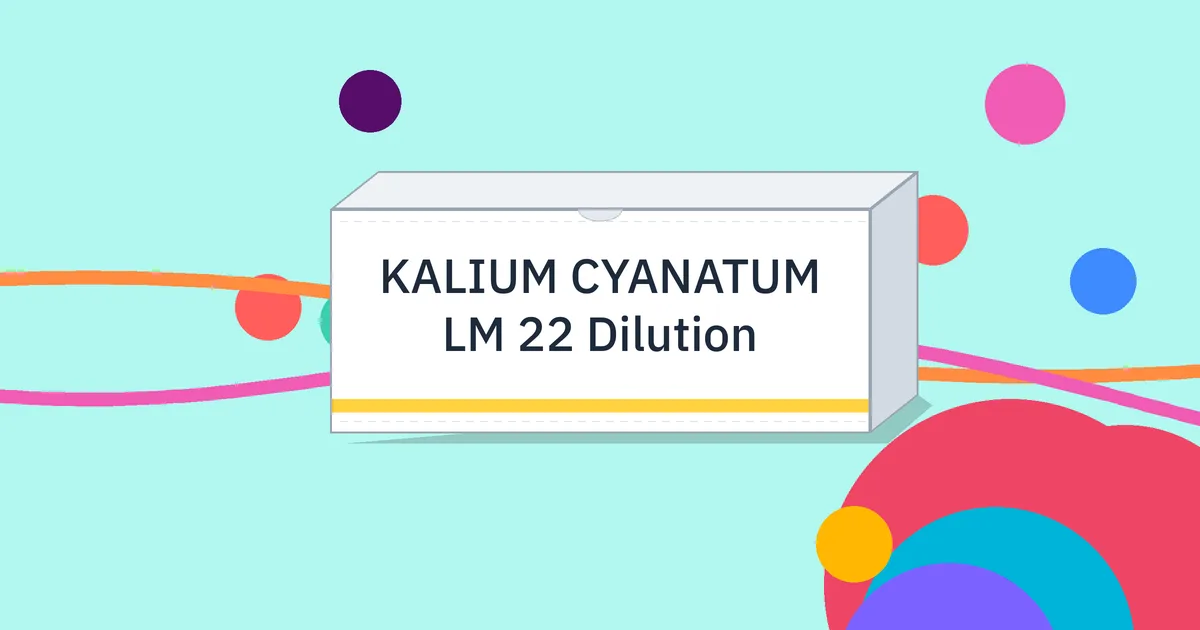 Symbolbild: Packung mit der Aufschrift KALIUM CYANATUM LM 22 Dilution (PZN 12920705) – Verfügbarkeit und Bezug in Apotheken in Frankfurt am Main