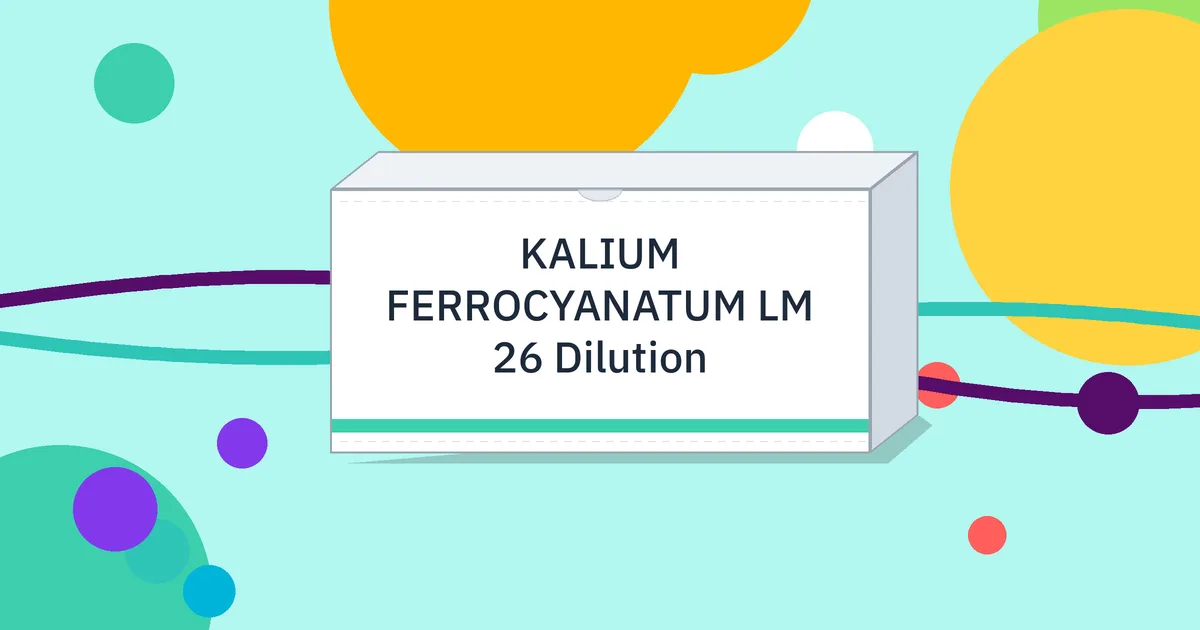 Symbolbild: Packung mit der Aufschrift KALIUM FERROCYANATUM LM 26 Dilution (PZN 12921202) – Verfügbarkeit und Bezug in Apotheken in Frankfurt am Main